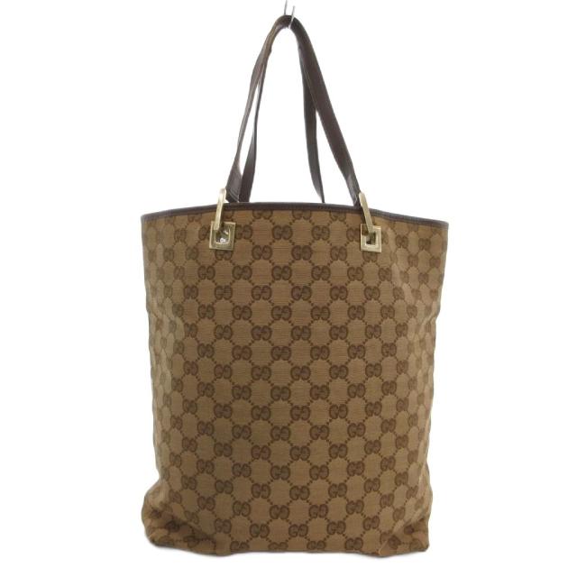 【中古】グッチ GUCCI トートバッグ GGキャンバス レザーハンドル ロゴ 総柄 茶 ブラウン /JS ■GY18 メンズ