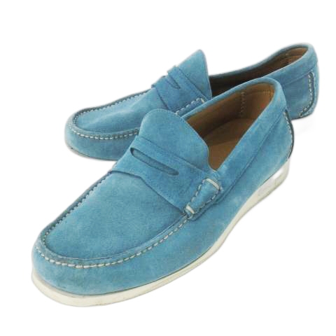 【中古】サルヴァトーレフェラガモ Salvatore Ferragamo ローファー モカシン スエード レザー 革 8 青