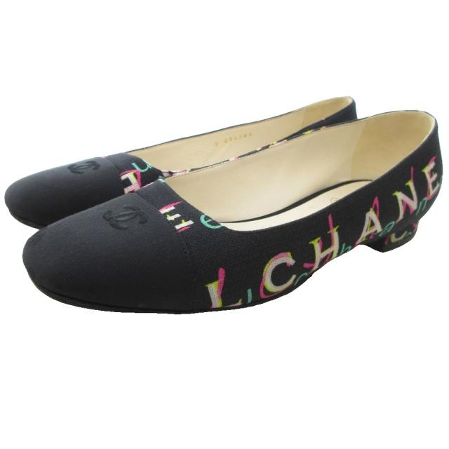 【中古】シャネル CHANEL ファブリックフラットシューズ パンプス ココマーク 39 G34785 /IU ■GY18 レディース
