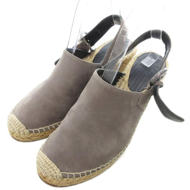 【中古】セリーヌ CELINE サンダル ストラップサンダル ウェッジソール 38 グレー ベージュ