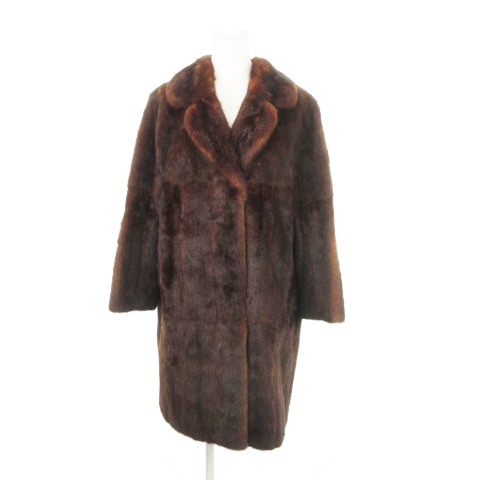 【中古】ファー ウエダ FUR UEDA ファーコート ミンクファー ミドル丈 茶 ブラウン /MN3 ■GY18 レディース