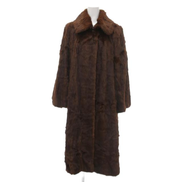 【中古】ノーブランド ファーコート ロング ミンクファー 毛皮 13 ブラウン /IU ■GY18 レディース