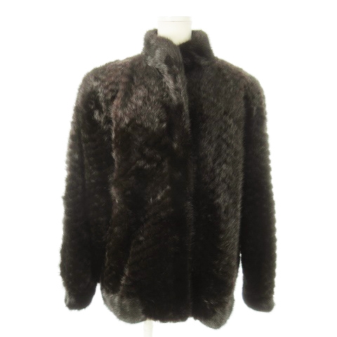 【中古】サガミンク SAGA MINK 銀サガ ELEGANCE L Fur ファーコート ショート丈 ミンク 毛皮 茶 ブラウン /AO20