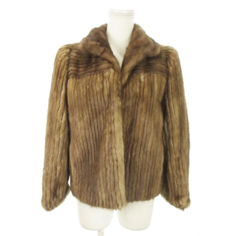 【中古】サガミンク SAGA MINK 銀サガ ファーコート ショート丈 ミンク 毛皮 9 茶 ブラウン /AO10 ■GY18