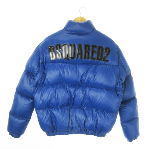 【中古】ディースクエアード DSQUARED2 ダウンジャケット スタンドカラー ダブルジップ バックロゴ 48 M 青 ブルー