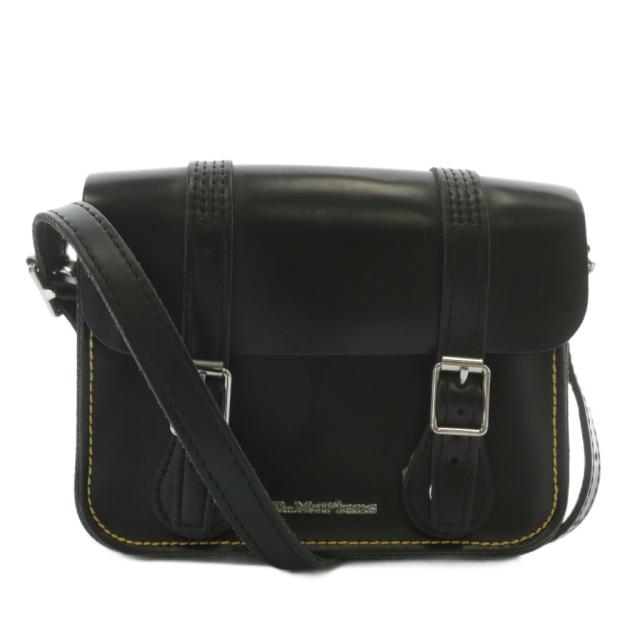 【中古】ドクターマーチン DR.MARTENS 7インチ サッチェルバッグ ショルダーバッグ ミニ レザー ロゴ シルバー金具 黒