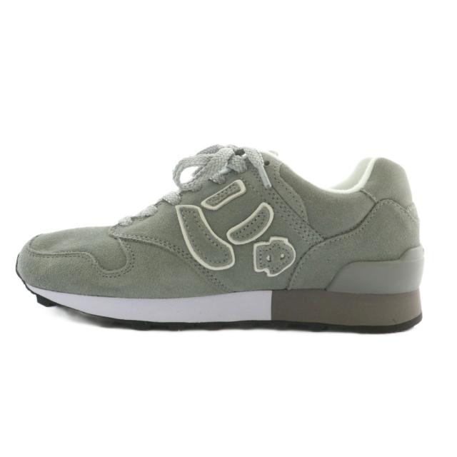 【中古】Sangacio にゅ〜ず STEEL BLUE 7周年記念モデル スニーカー スエード ローカット ロゴ US4.5 22.5cm グレー