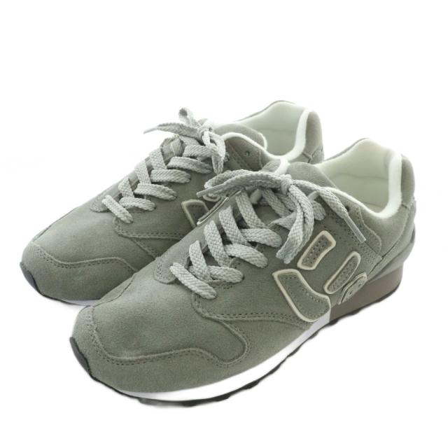 【中古】Sangacio にゅ〜ず STEEL BLUE 7周年記念モデル スニーカー スエード ローカット ロゴ US4.5 22.5cm グレー