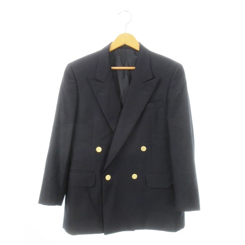 【中古】バーバリーズ Burberrys ヴィンテージ 紺ブレ テーラードジャケット ブレザー ダブル 総裏 金ボタン ネイビー