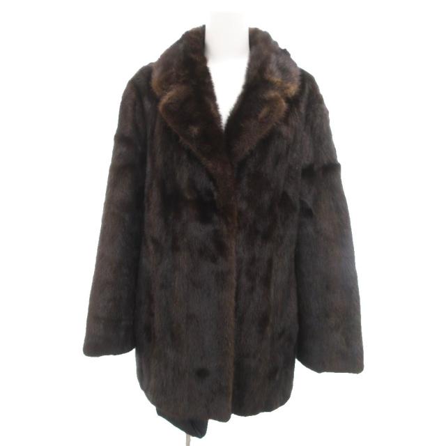 【中古】ノーブランド ファーコート ミンクファー 毛皮 11 ブラウン ハーフ丈 /IU ■GY18 レディース