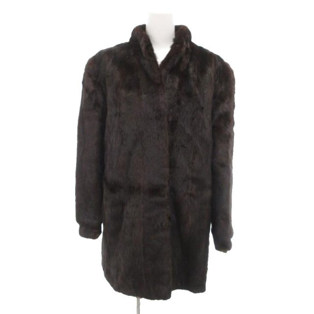 【中古】ノーブランド ファーコート ミンクファー 毛皮 ハーフ 11 ブラウン /IU ■GY18 レディース