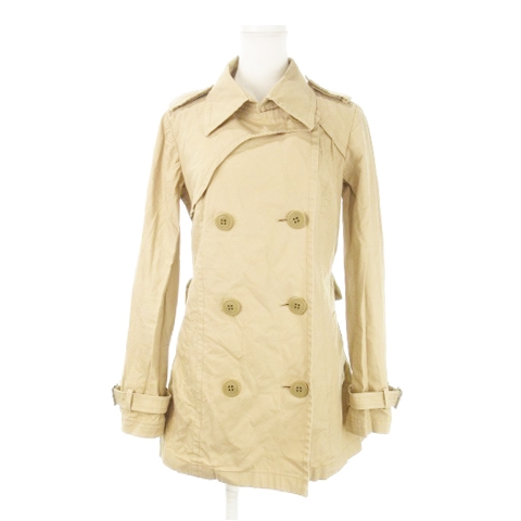 【中古】バーバリーブルーレーベル トレンチコート ミドル丈 コットン 共布ベルト 38 M ベージュ /AH12 ■GY11