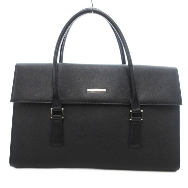 【中古】バーバリー BURBERRY 美品 ハンドバッグ サフィアーノレザー ブラック 黒 内側ノバチェック柄 /IU ■GY13