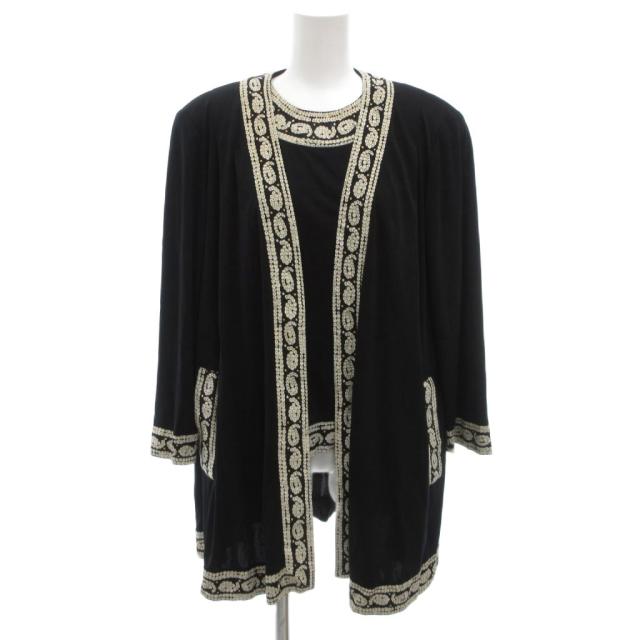 【中古】未使用品 レオナール LEONARD カーディガン ボレロ カットソー M ブラック 黒 アンサンブル /IU ■GY13