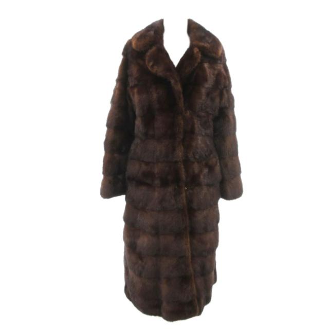 【中古】ノーブランド ファーコート ロングコート ミンクファー 毛皮 ブラウン /IU ■GY13 レディース