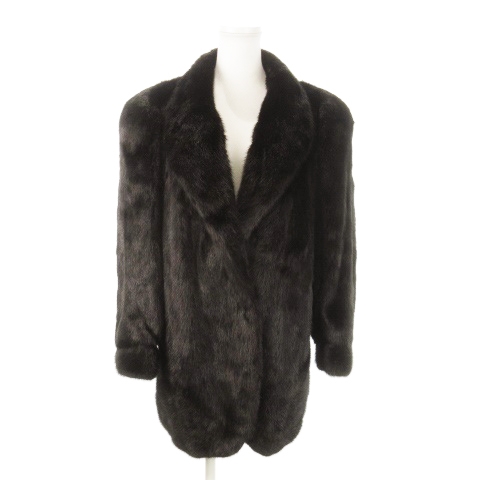 【中古】サガミンク SAGA MINK  金サガ ファーコート ミンクファー 毛皮 ミドル丈 9 焦げ茶 ダークブラウン