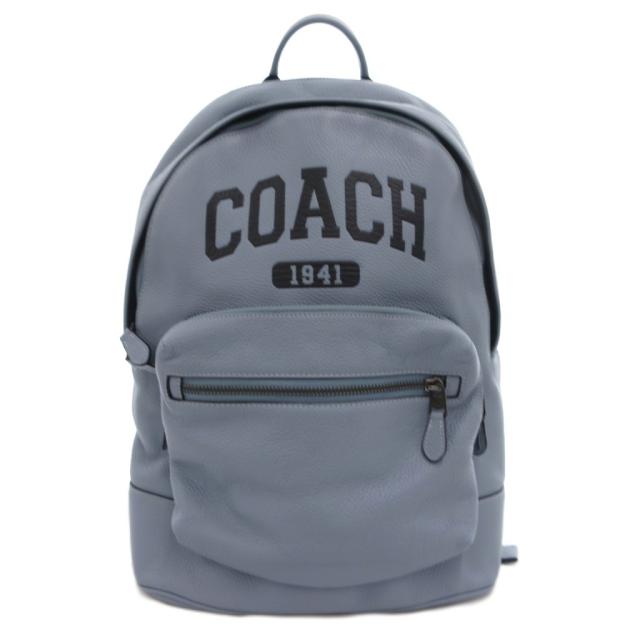 【中古】コーチ COACH ウエスト バックパック・ヴァーシティ リュックサック レザー 皮革 ライトブルー M2347-CS605