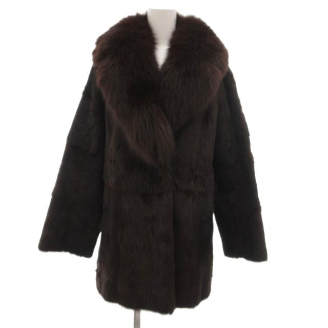 【中古】ファーバン FURVAN ミンクファーコート 襟フォックス ミドル丈 11 茶 ブラウン /JS ■GY18 レディース