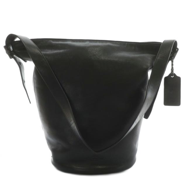 【中古】コーチ COACH ショルダーバッグ レザー バケツ型 ロゴ 型押し 黒 ブラック 32282 /XZ ■GY18 レディース