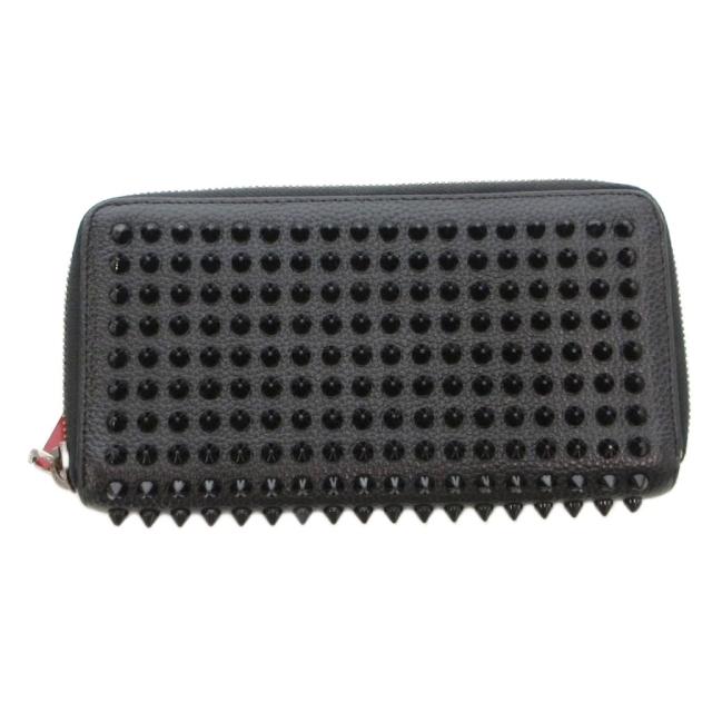 【中古】クリスチャンルブタン パネトーネ 長財布 ウォレット レザー スタッズ ラウンドファスナー 黒 ブラック /JS