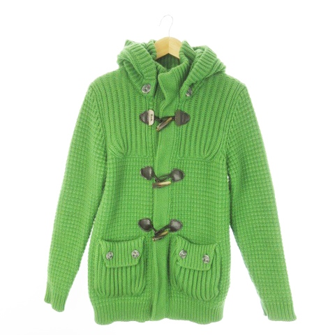 【中古】バーク Bark ダッフルコート ニット フーディ トグルボタン 厚手 S 緑 グリーン /AO9 ■GY18 メンズ