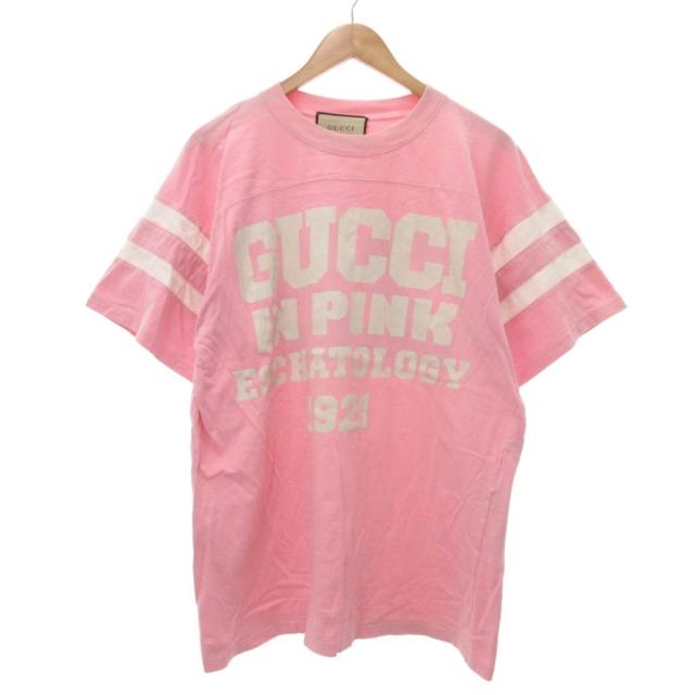 【中古】グッチ GUCCI Tシャツ 半袖 Eschatology プリント オーバーサイズ S ピンク 655459 XJDLY /UO ■GY18