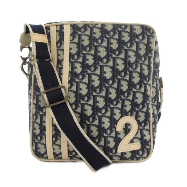 【中古】クリスチャンディオール Christian Dior トロッター ナンバー2 ショルダーバッグ ナンバリング 紺 ネイビー
