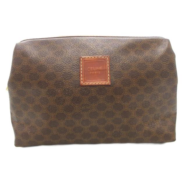 【中古】セリーヌ CELINE ポーチ ブラウン 茶色 マカダム柄 オールド /IU ■GY13 レディース