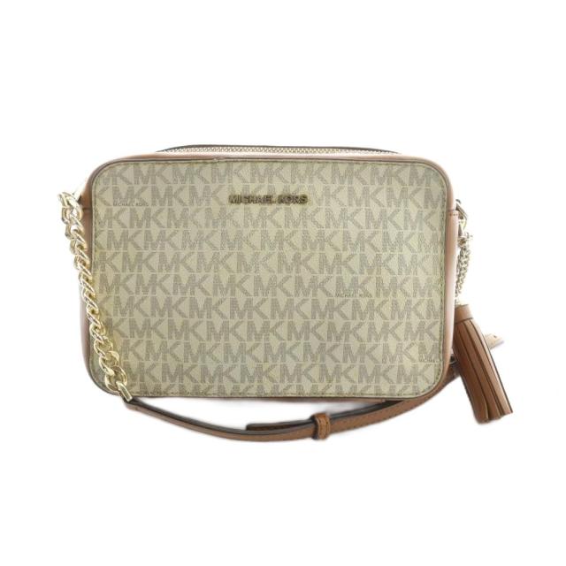 【中古】マイケルコース MICHAEL KORS JET SET MD CAMERA BAG VANILLA ショルダーバッグ 斜めがけ PVC レザー ロゴ