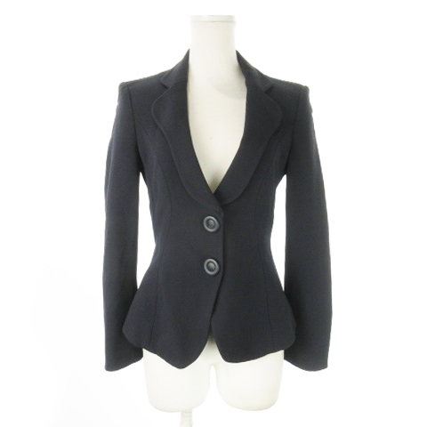 【中古】未使用品 エンポリオアルマーニ EMPORIO ARMANI テーラードジャケット 総裏地 ストレッチ 38 S 紺 ネイビー