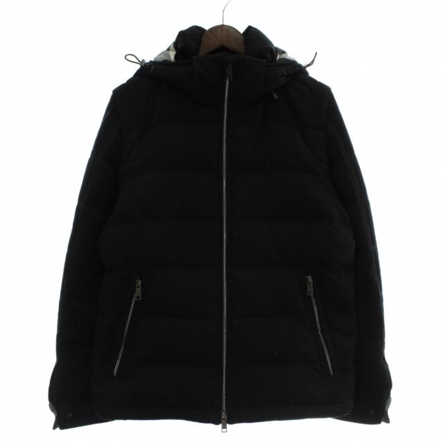 【中古】BLACK LABEL CRESTBRIDGE ダウンジャケット ダウンベスト 2WAY アウター フード 裏地チェック柄 L 黒