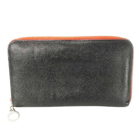 【中古】ブルガリ BVLGARI 長財布 ロングウォレット 小銭入れあり レザー 革 ラウンド 配色 黒 ブラック 赤 レッド