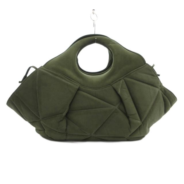 【中古】イッセイミヤケ ISSEY MIYAKE ハンドバッグ フェイクスエード 立体加工 緑 グリーン /JS ■GY18 レディース