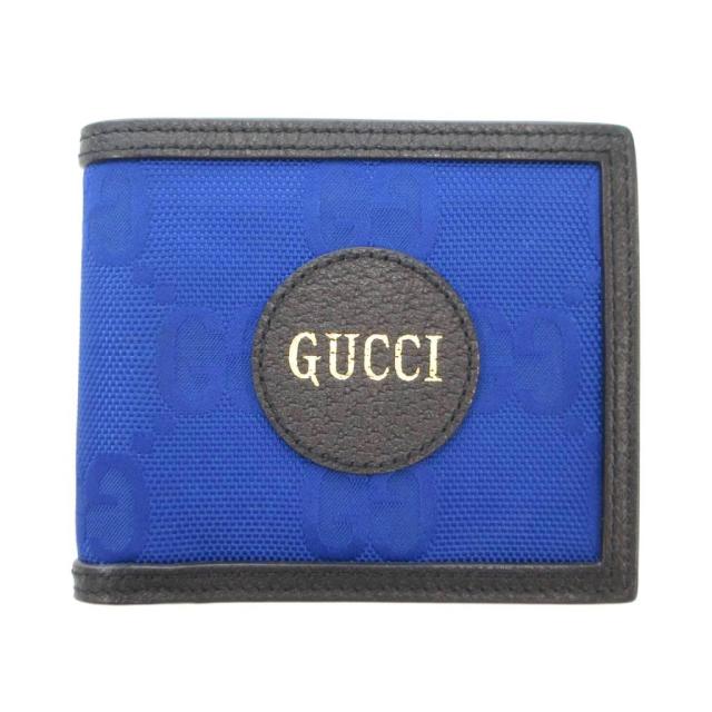 【中古】グッチ GUCCI OFF THE GRID GGキャンバス 二つ折り財布 ウォレット ロゴ ジャガード レザー切替 青 ブルー