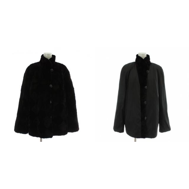 【中古】FERRAT DUE ファーコート リバーシブル アウター 毛皮 シェアードミンク 絹 シルク ミドル 00 茶色 黒