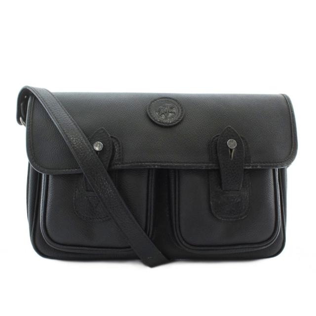 【中古】ハンティングワールド HUNTING WORLD レザー スモール キャリーオール ショルダーバッグ 黒 ブラック メンズ