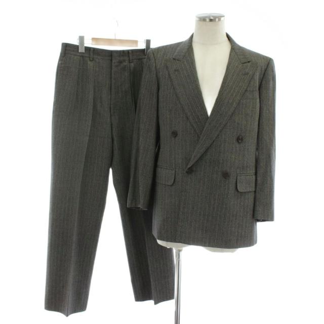 【中古】Burberrys スーツ セットアップ テーラードジャケット パンツ ラムウール ストライプ 92-80-170 A5 M グレー