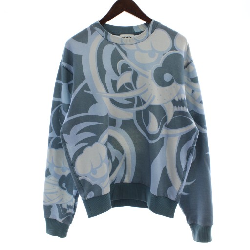 【中古】ケンゾー KENZO スウェット トレーナー 裏起毛 M 青 ブルー グレー 柄 FB55SW3634ML /PP ■GY18 メンズ