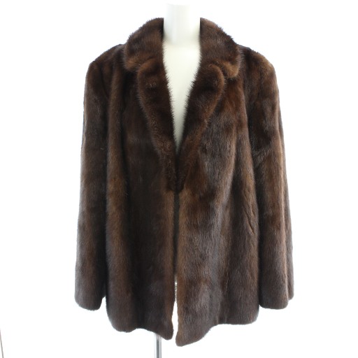 【中古】ノーブランド ファーコート ミンクファー 毛皮 15 ブラウン ショート丈 /PP ■GY18 レディース