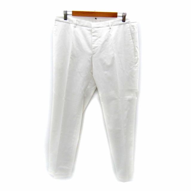 【中古】未使用品 ヒューゴボス スラックスパンツ テーパードパンツ ロング丈 無地 52 XL ホワイト ■GY18 メンズ