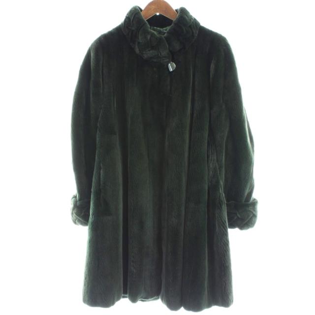 【中古】エンバ EMBA ファーコート ロング丈 アウター シェアードミンク ミンクファー 毛皮 F グリーン 緑 /PP