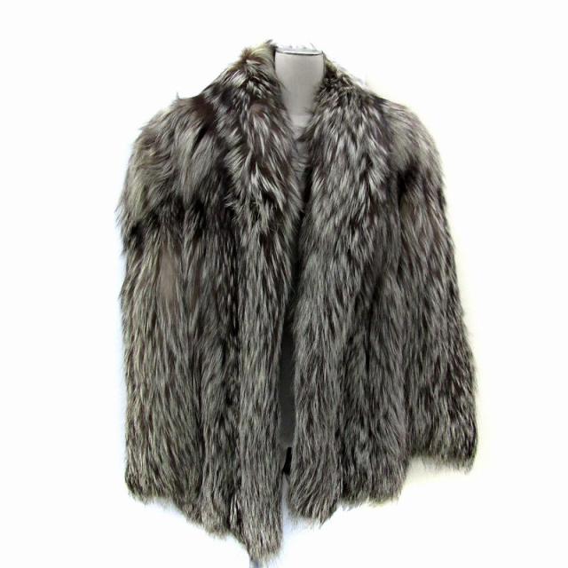 【中古】ロティニー ROTINY シルバーフォックスファーコート 毛皮コート ハーフ丈 9 ブラウン ■GY13 レディース