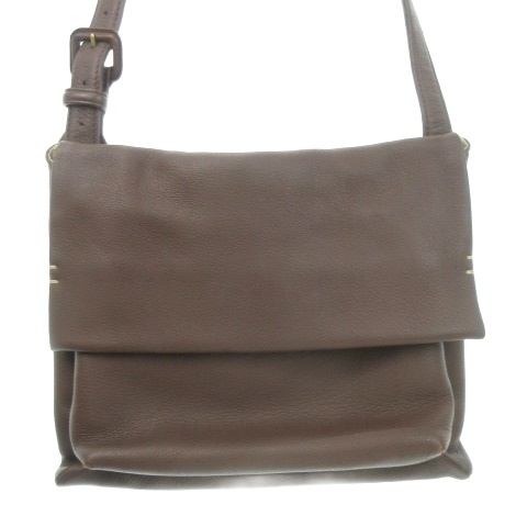 【中古】ゲンテン genten フラップショルダーバッグ 本革 レザー 鹿革 ディアスキン 茶 ブラウン /AH22 ■GY18