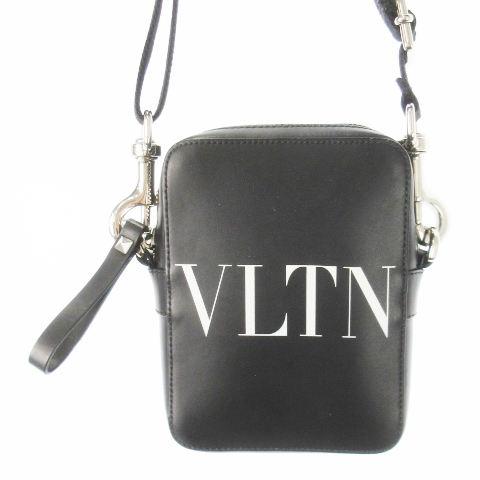 【中古】ヴァレンティノ ガラヴァーニ VALENTINO GARAVANI VLTN ショルダーバッグ ポシェット レザー 革 ロゴ 黒