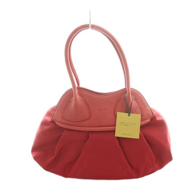 【中古】未使用品 シビラ SYBILLA ハンドバッグ タグ付き レザー ナイロン ロゴ 赤 レッド ■GY18 /MQ レディース