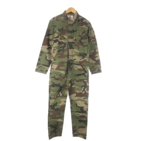 【中古】シュプリーム SUPREME FLIGHT SUIT つなぎ オールインワン シャツ 長袖 カモフラ 迷彩柄 S 緑 カーキ