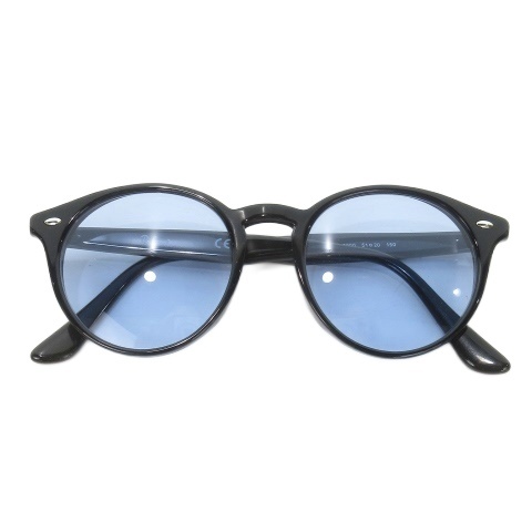 【中古】レイバン RAY BAN サングラス アイウェア ボストン 51 20 150 黒 ブラック 青 ブルー ロゴ RB2180-VF /AH1