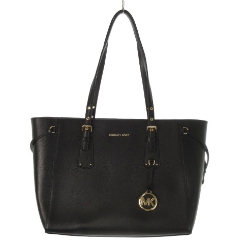 【中古】マイケルコース MICHAEL KORS VOYAGER トートバッグ レザー 革 肩掛け ロゴ ゴールド金具 黒 ブラック