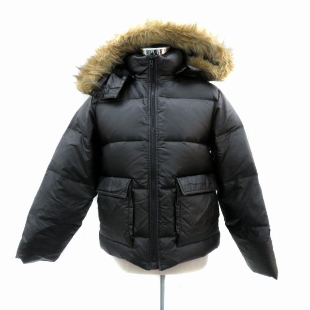【中古】ポロスポーツ POLO SPORT ダウンジャケット ミドル丈 フード付き ファー付き 9 M 黒 ブラック レディース