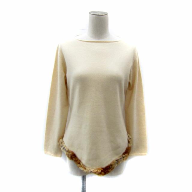 【中古】チヴィディーニ ニット カットソー 長袖 ボートネック ラビットファー 42 M アイボリー レディース